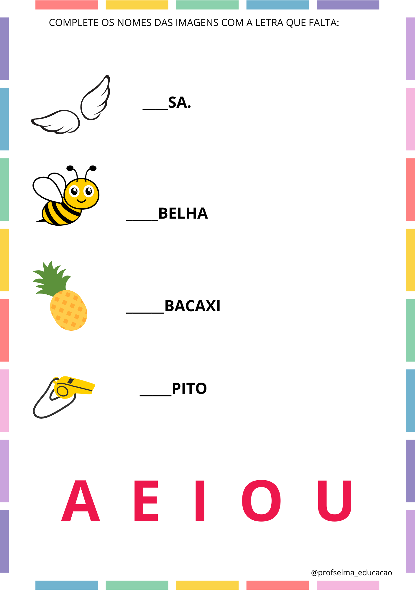 Qual a Vogal? – Prof Selma Educação – Transformando Aprendizado em ...